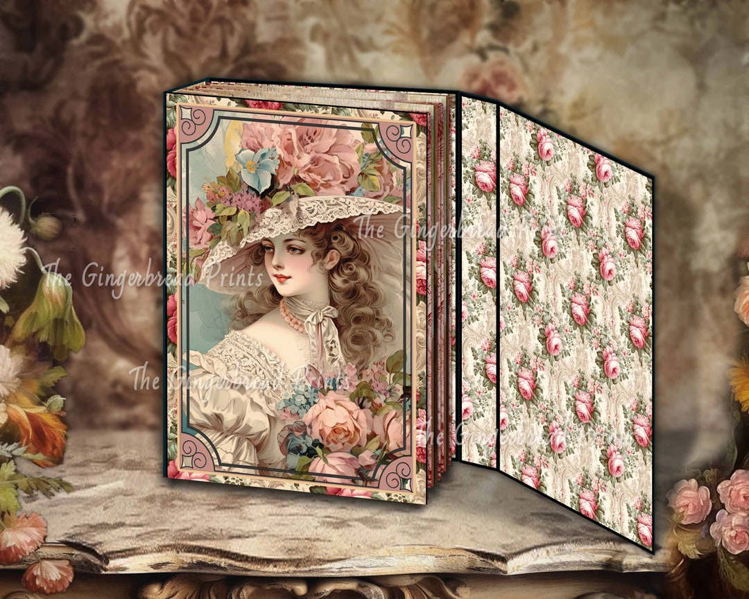 Hat Ladies Journal Printable Kit Journal Covers Pages Flap Closure Junk ...
