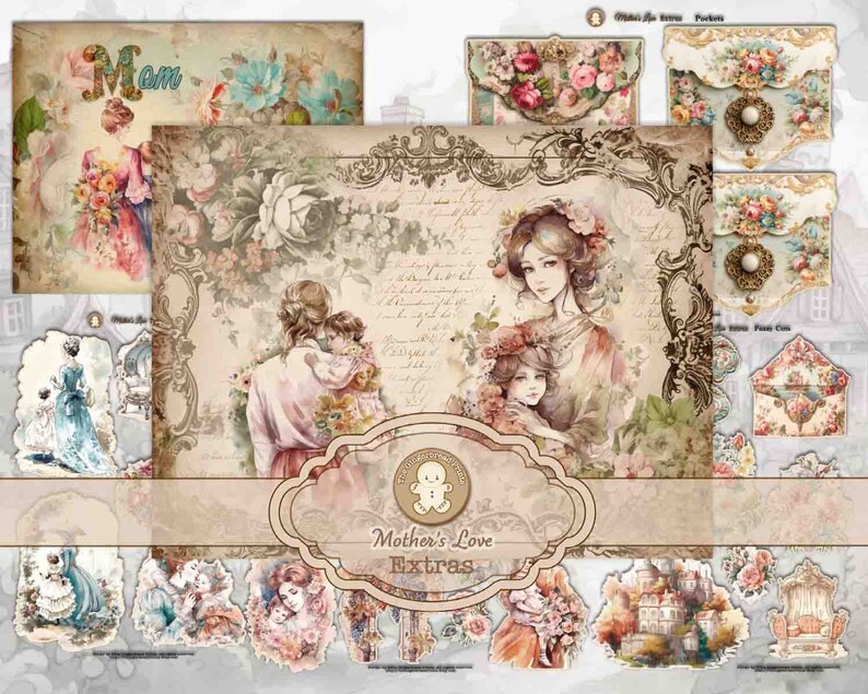 Mother's Love Extra Kit Mothers Day Printable Kit for Junk Journal ...