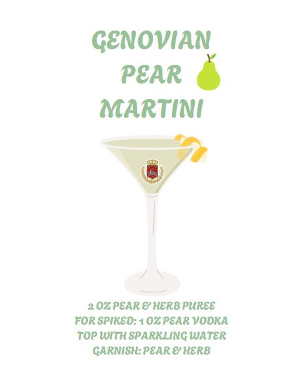 Signature Cocktail Sign, Princess Diaries, Genovian Pear Martini - Etsy