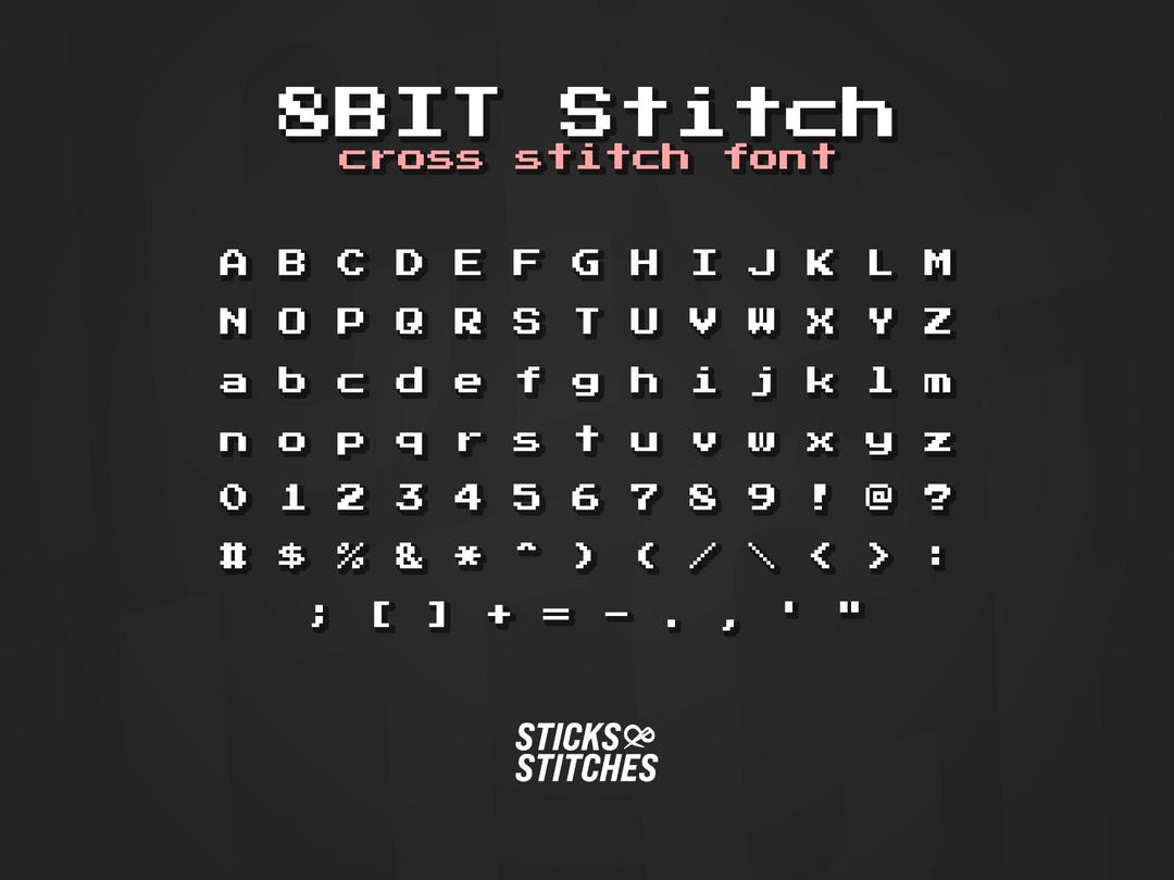 8BIT Stitch - Cross Stitch Font | Instant PDF Download | A-z, A-Z, 0-9 ...