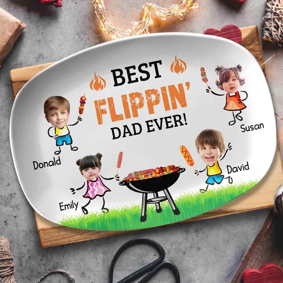 Custom Dad’s Grill Plate With Kids Names & Face, Custom Daddy’s ...