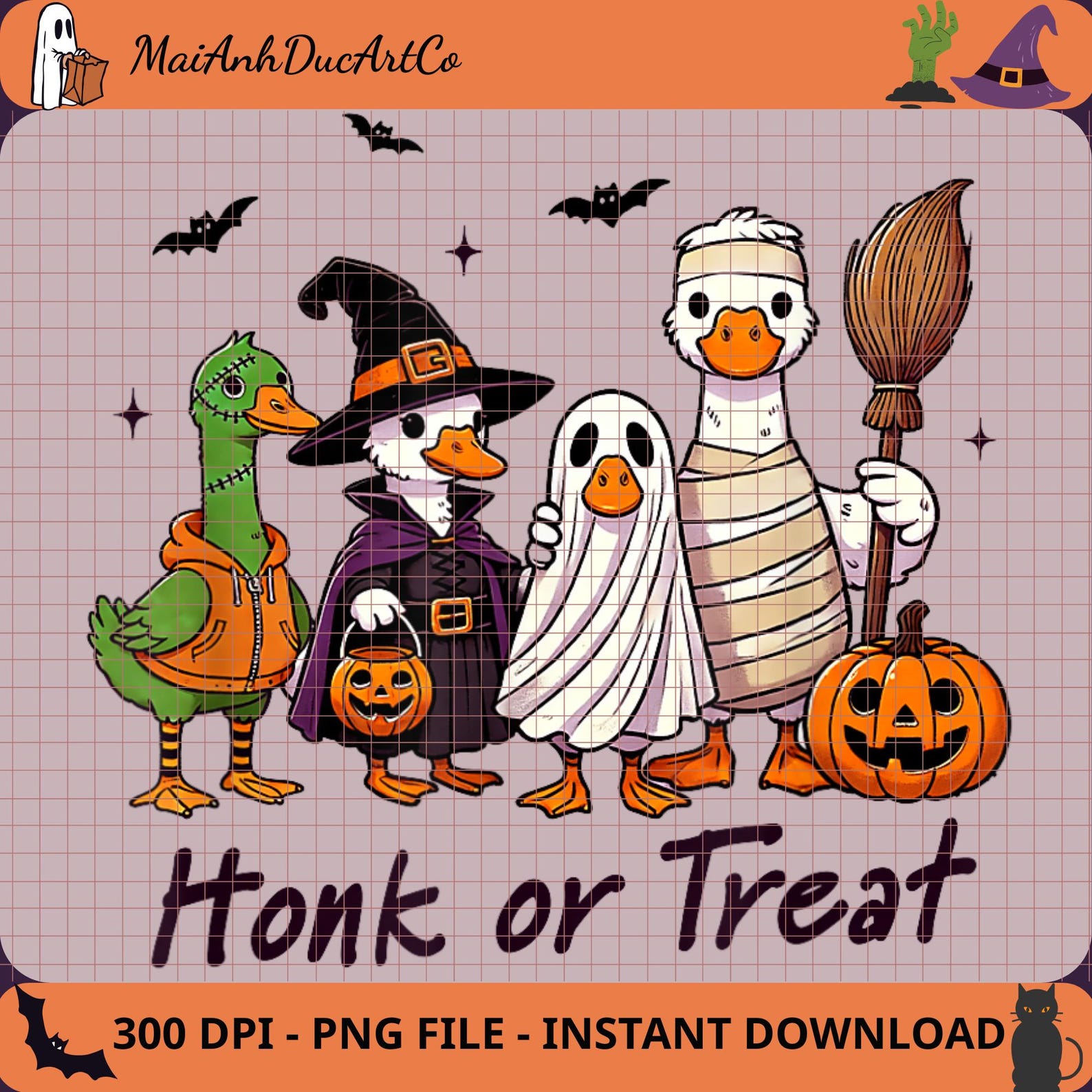 Honk or Treat Halloween PNG, Halloween Png, Goose Png, Spooky Goosey ...