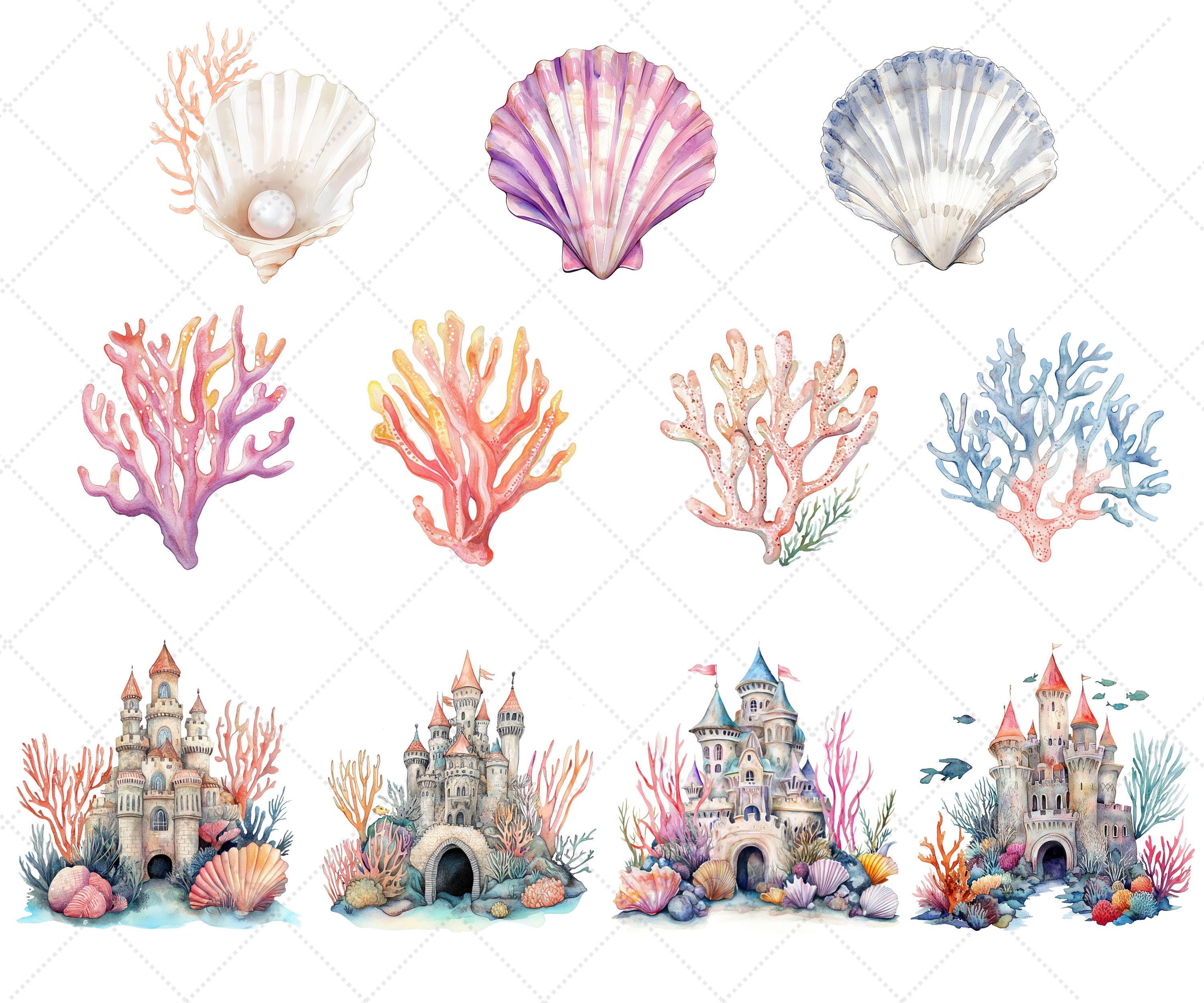 Mermaid Watercolor Clipart, Cute Mermaid Clipart, Under the Sea ...