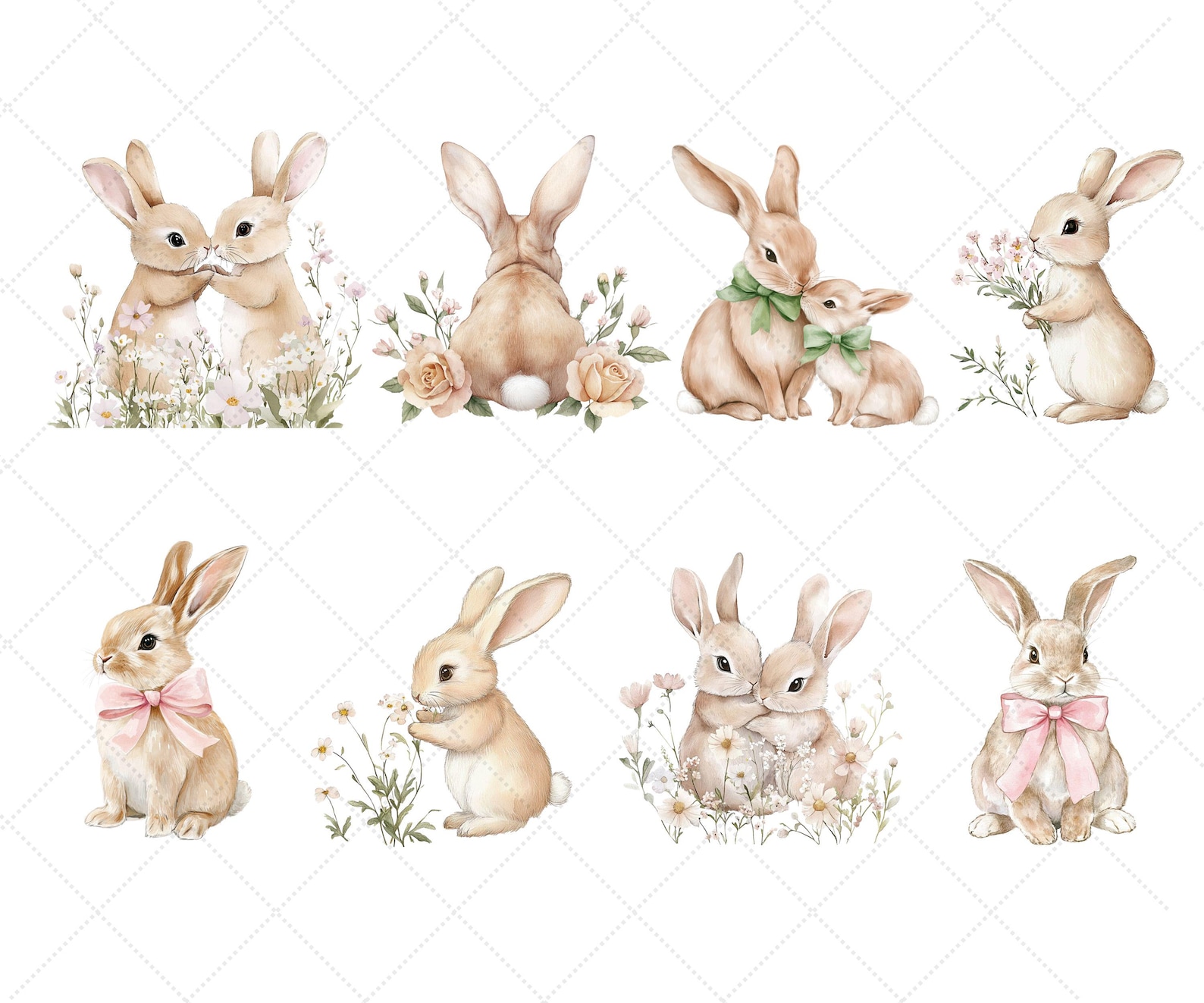 Cute Easter Watercolor Bunny Clipart, Cute Baby Bunny Clipart ...