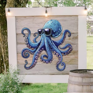 Cool Octopus With Sunglasses Metal Wall Art – Nautical Beach House ...