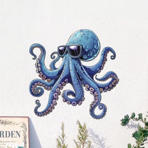 Cool Octopus With Sunglasses Metal Wall Art – Nautical Beach House ...