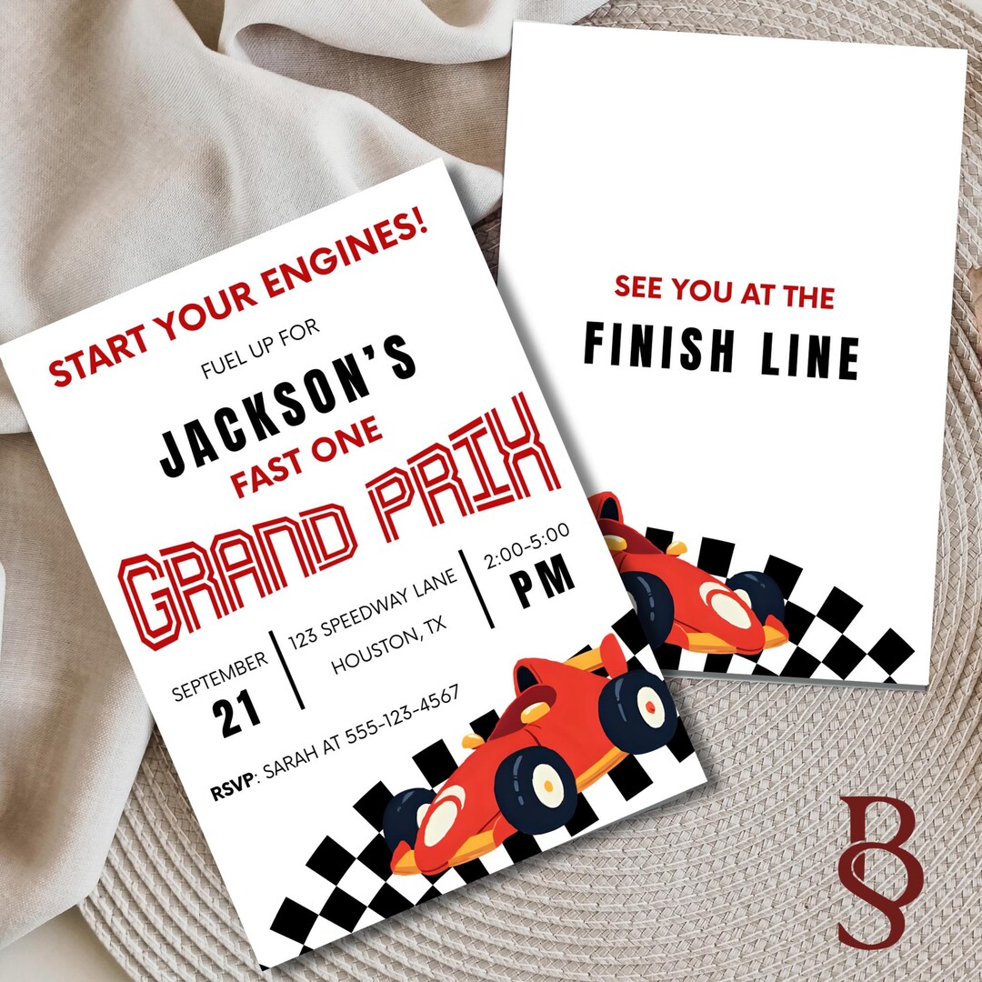 Fast One Birthday Invitation: Formula 1, Race Car Theme (editable Canva ...