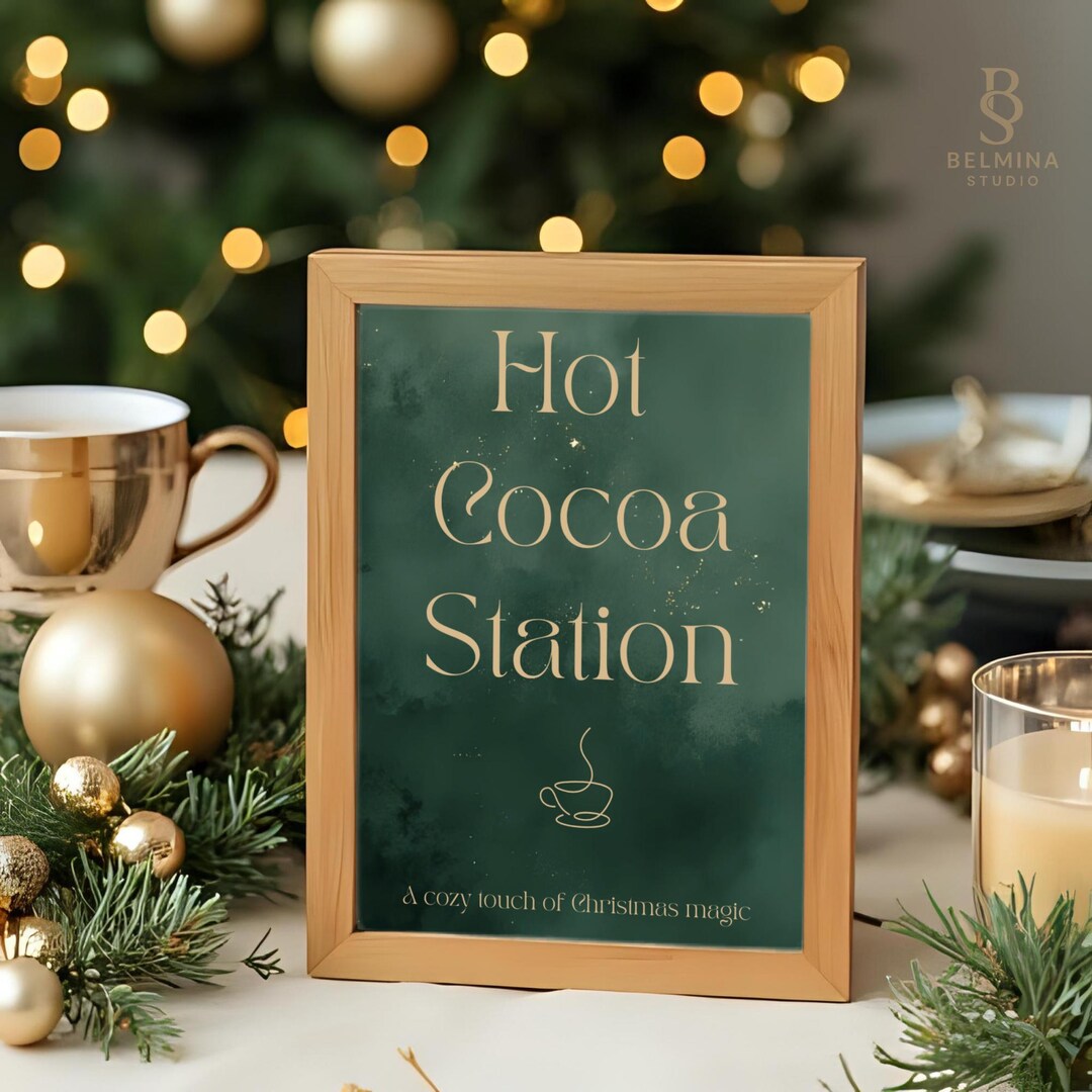 Editable Christmas Bar Signs: Cocoa & Cookie Station (canva Templates ...