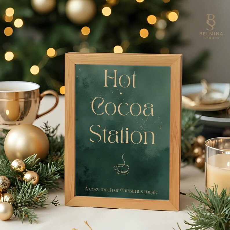 Editable Christmas Bar Signs: Cocoa & Cookie Station (canva Templates ...
