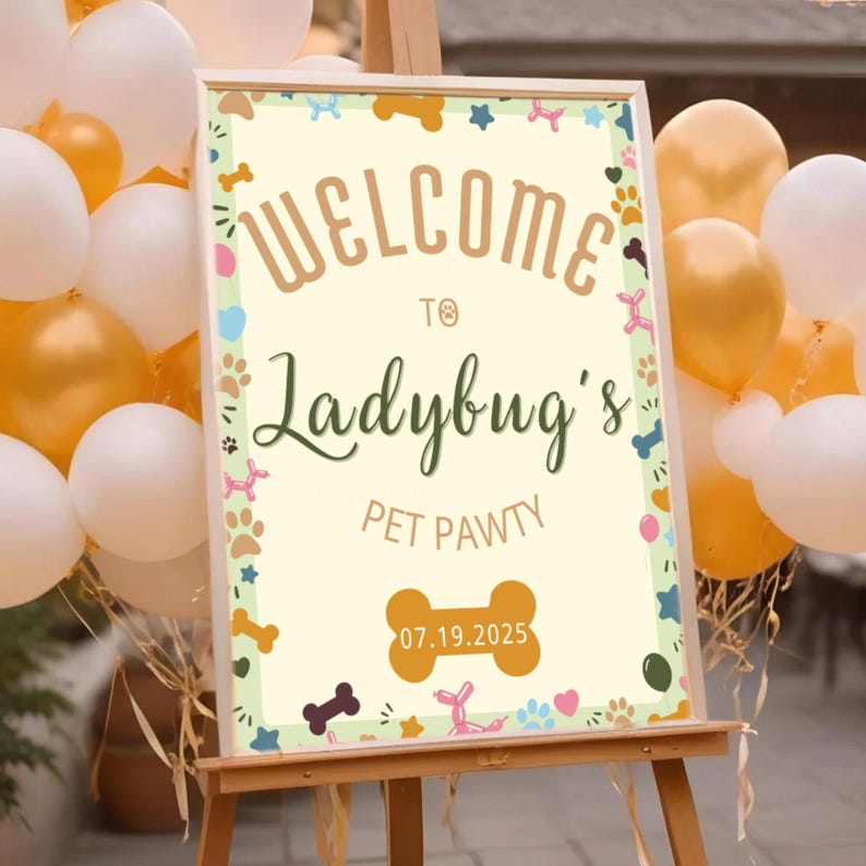 Editable Pet Birthday Welcome Sign Template — Pet Pawty Printable — Dog ...