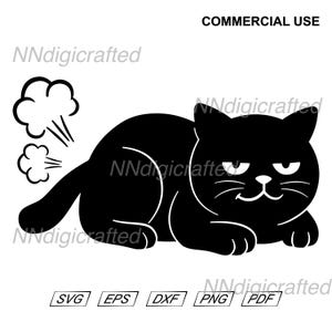 Farting Cat Svg, Animals Svg, Svg Eps Dxf Png Pdf, Sticker, Silhouette ...