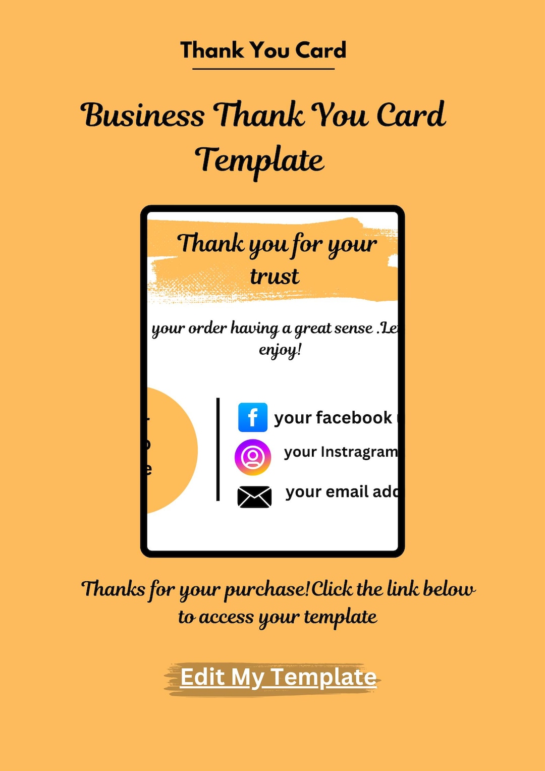 Professional Business Thank You Card - Customize for a Sleek Look - Etsy