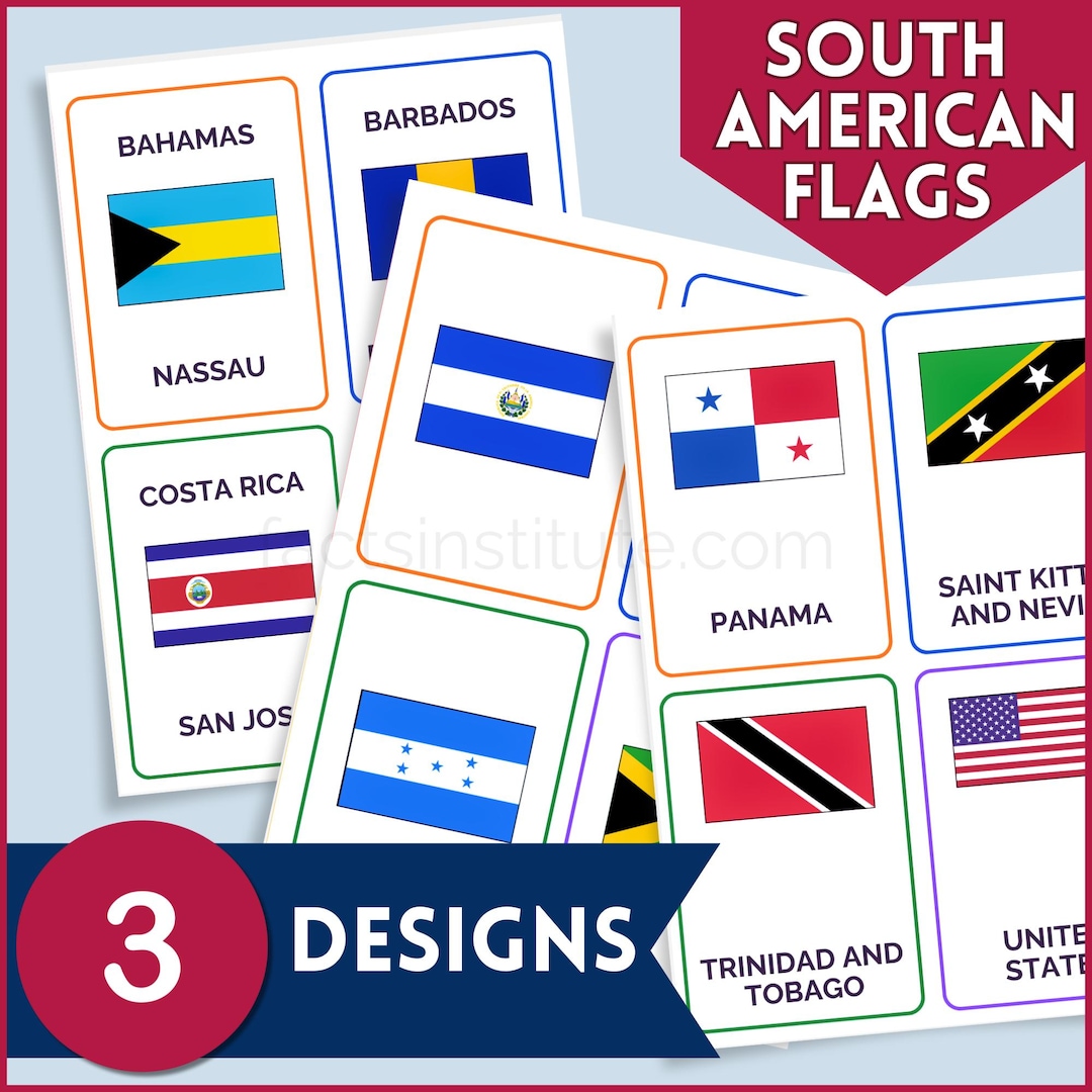 12 South American Flags Flashcards | Country Flags & Capitals ...