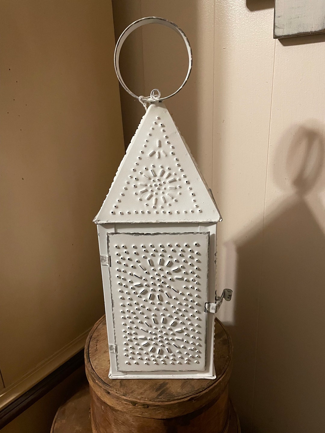 Primitive Punch Tin Square Lanterns 17x6x6 White - Etsy