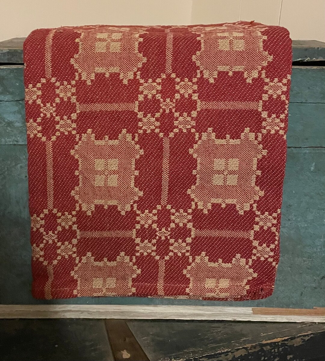 Primitive Coverlet 52x74 Inchthrow Red and Tan - Etsy