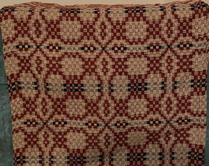 Primitive Coverlet 56 Inch Long Runner Red/blue/tan - Etsy