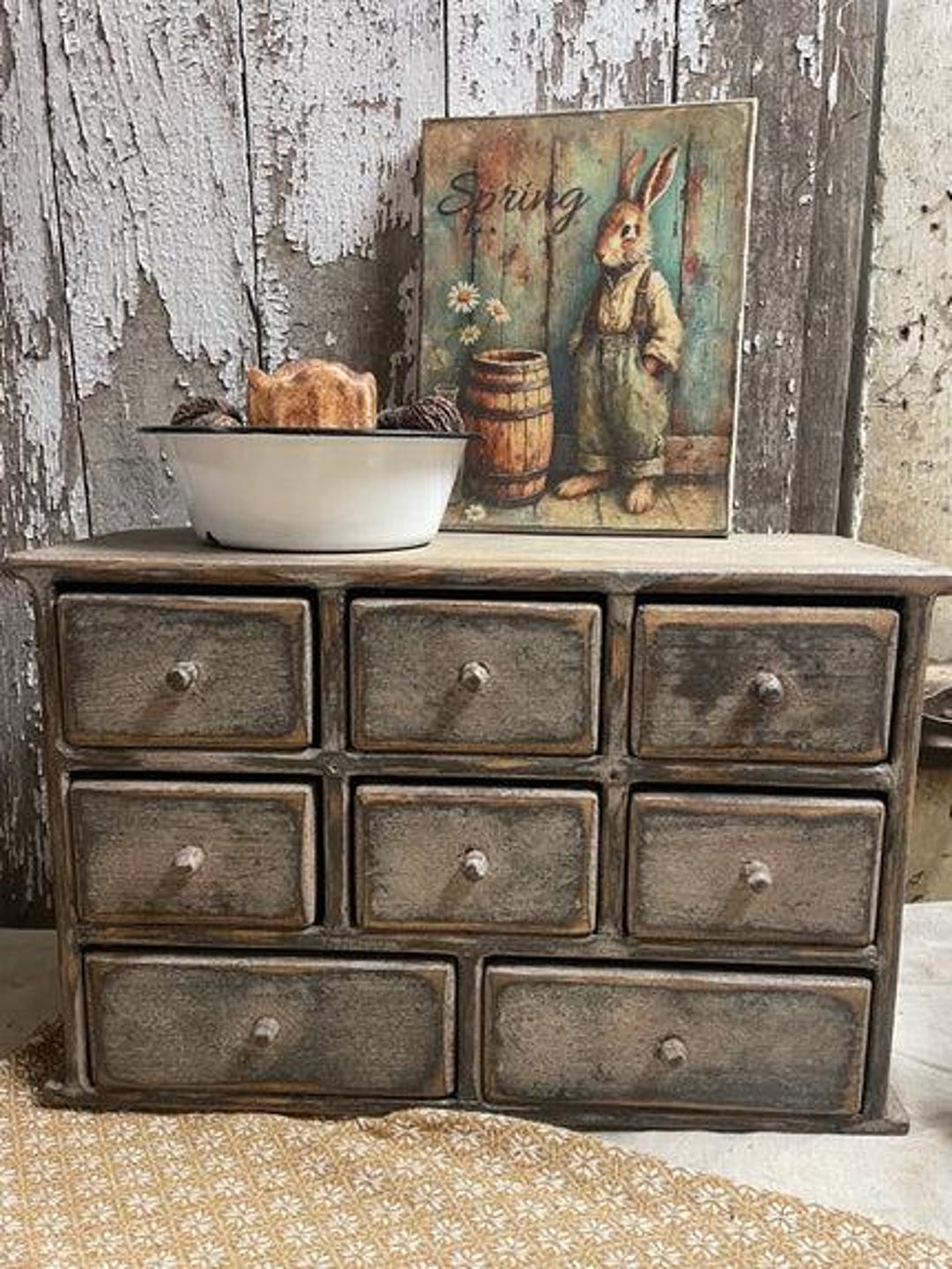 Primitive Wooden Eight Drawer Apothecary 18x12x8 Cobblestone - Etsy