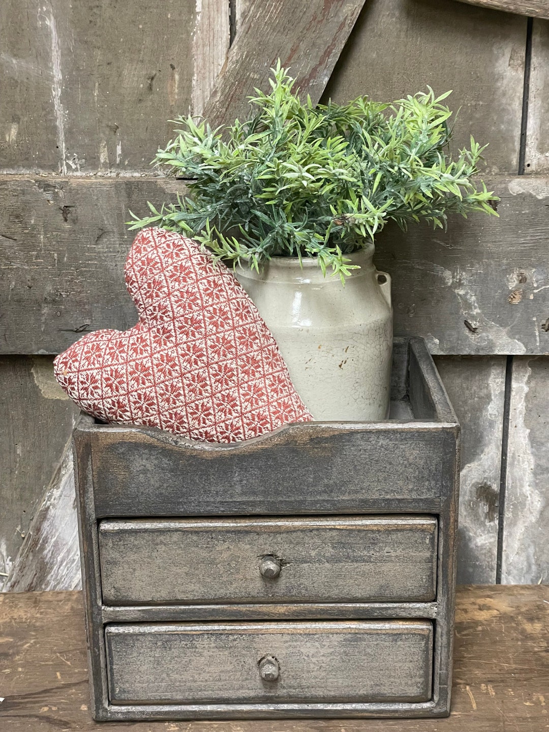 Primitive Wooden Two Drawer Cubby 10x9x8 Cobblestone - Etsy