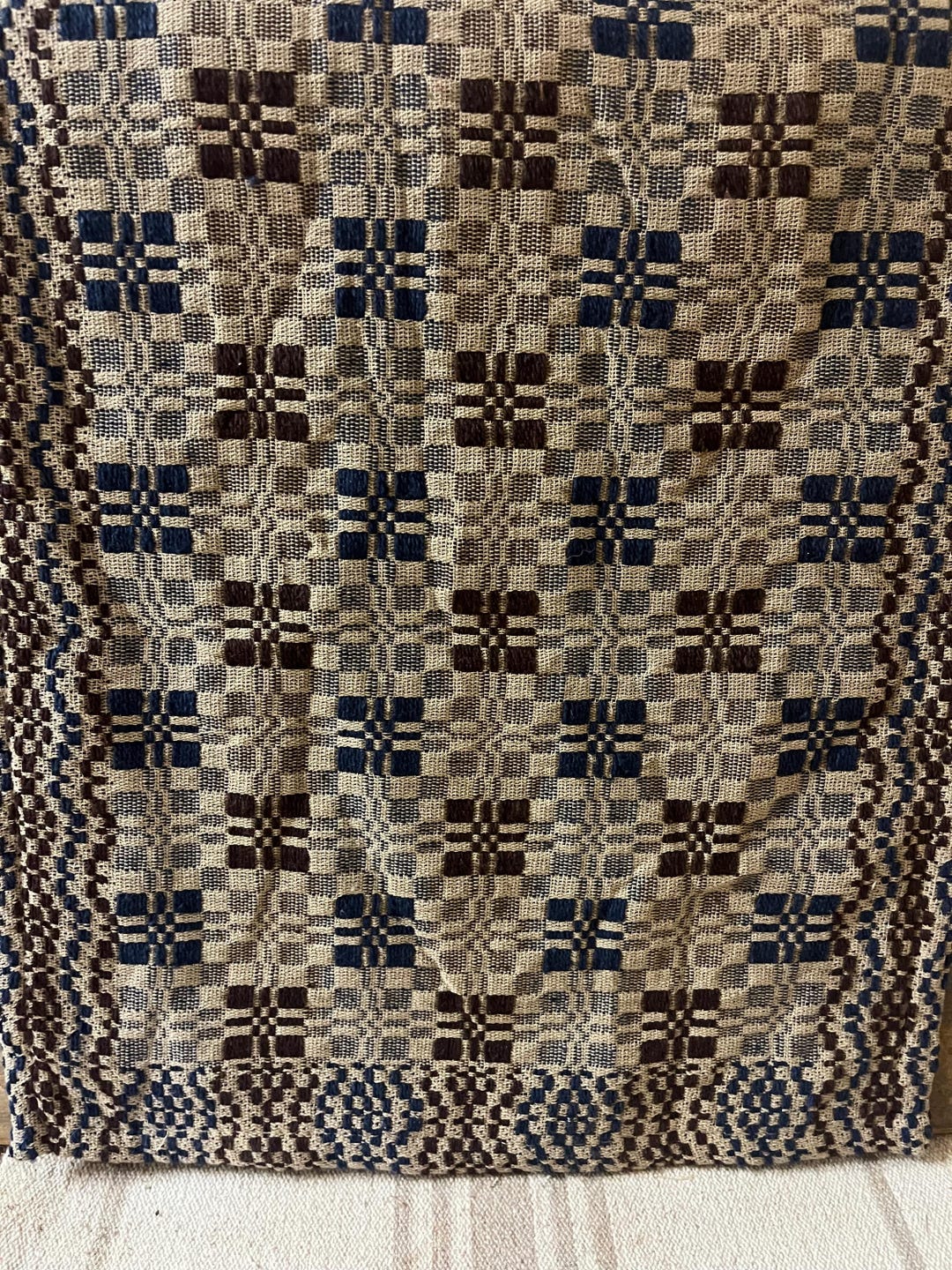 Primitive Coverlet 52x74 Inch Throw Blue/tan/brown - Etsy