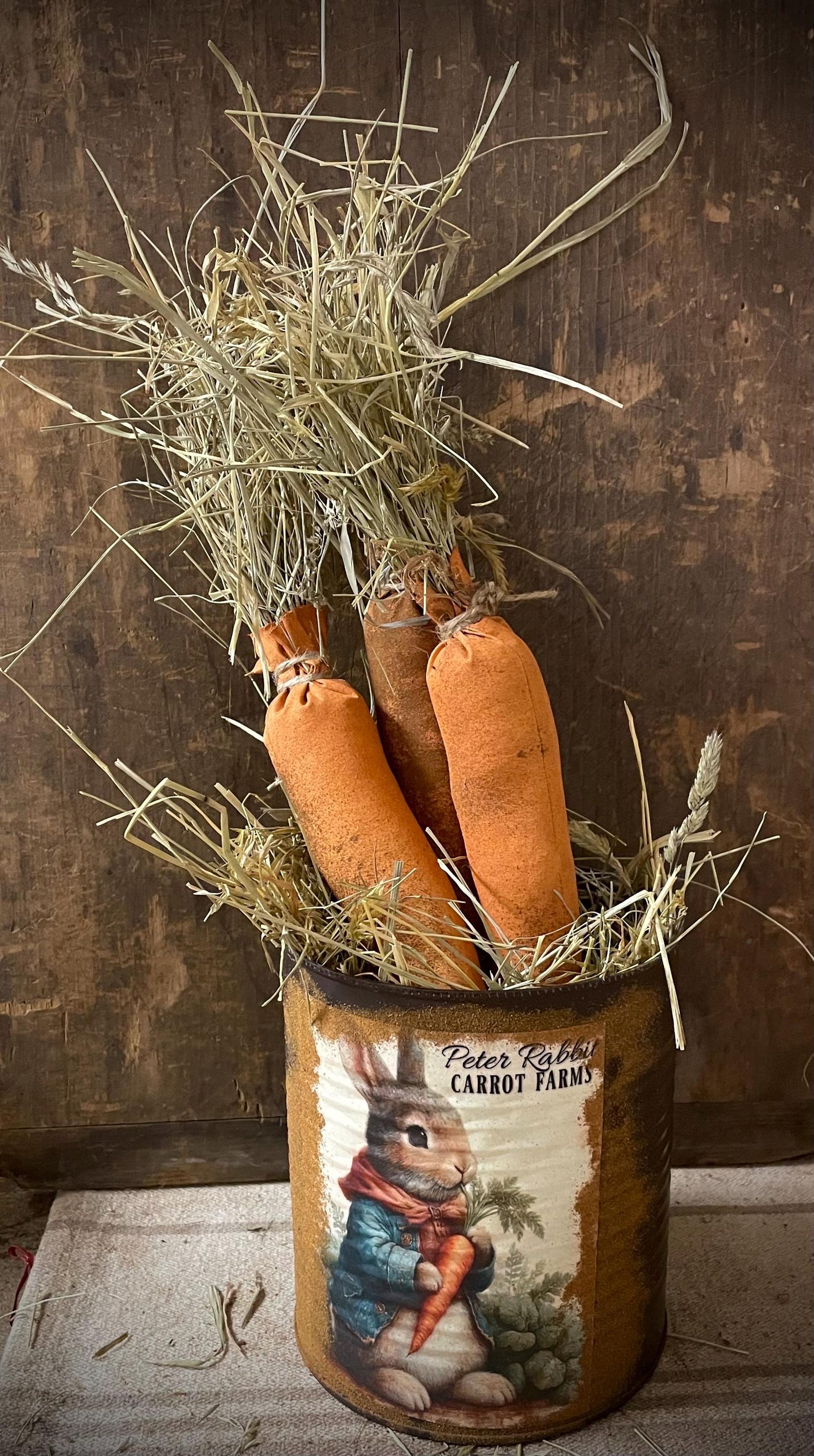 Primitive Easter Spring Carrots in Can Sitter 16x6 - Etsy
