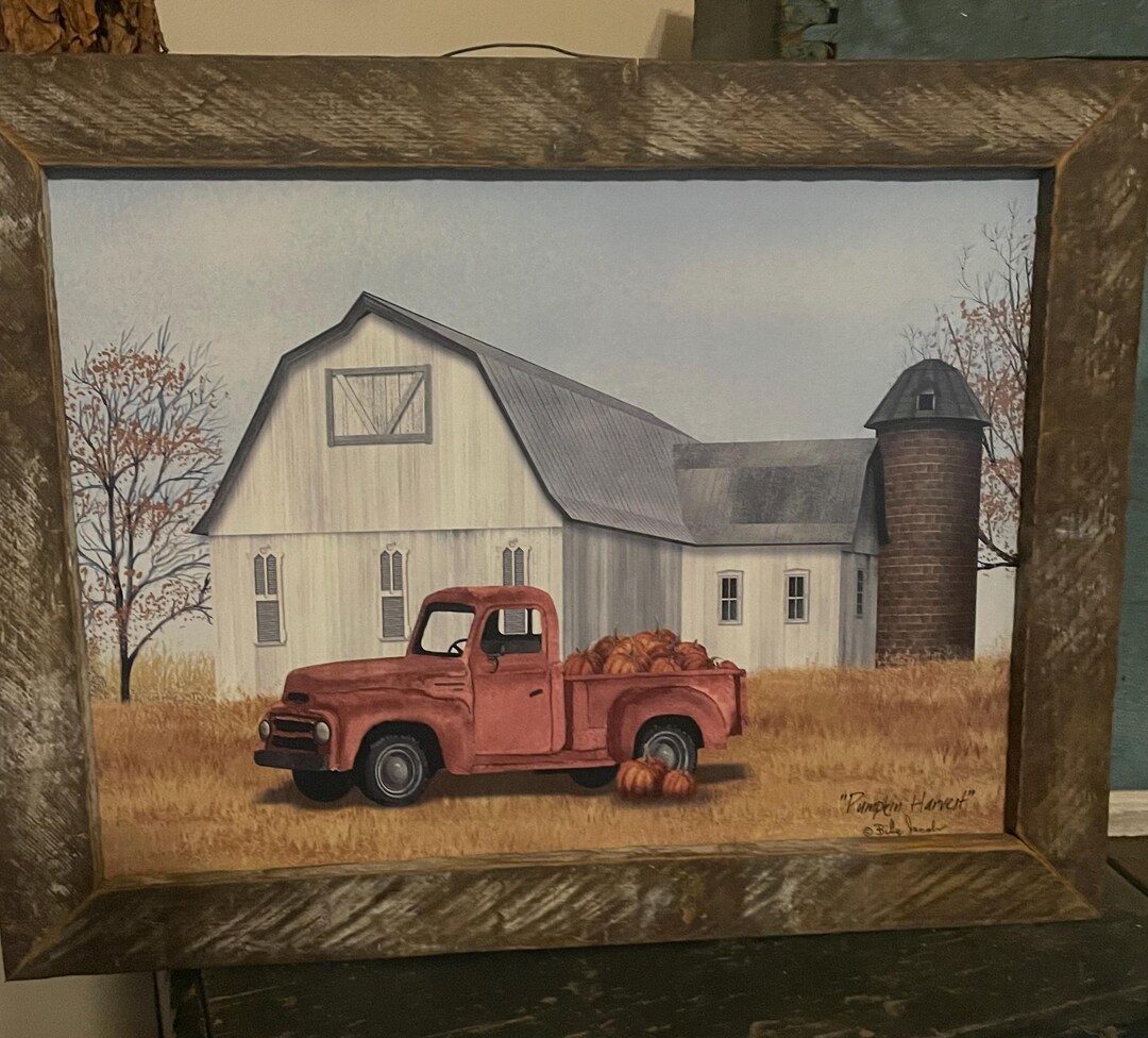 Primitive Fall Framed Billy Jacobs Pumpkin Harvest Print 12x16 Lathe - Etsy