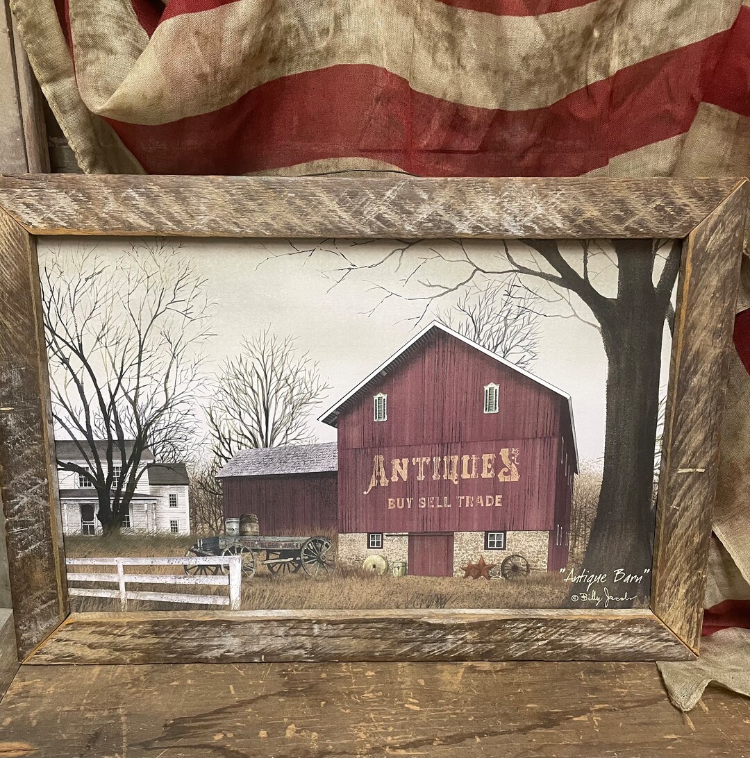 Primitive Framed Billy Jacobs Antique Barn 12x18 Lathe - Etsy