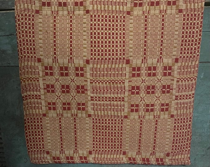 Primitive Coverlet 56 Inch Long Table Runner Red/tan/mustard - Etsy