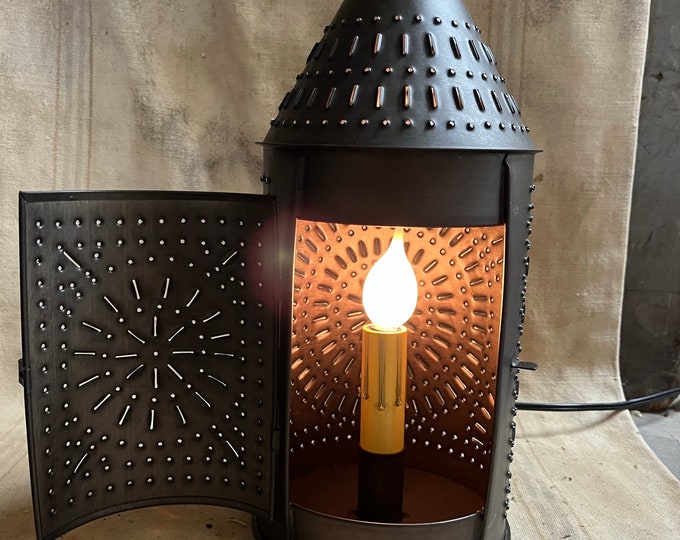 Primitive 17 Inch Punch Tin Lantern Electric 17x7 Tin - Etsy