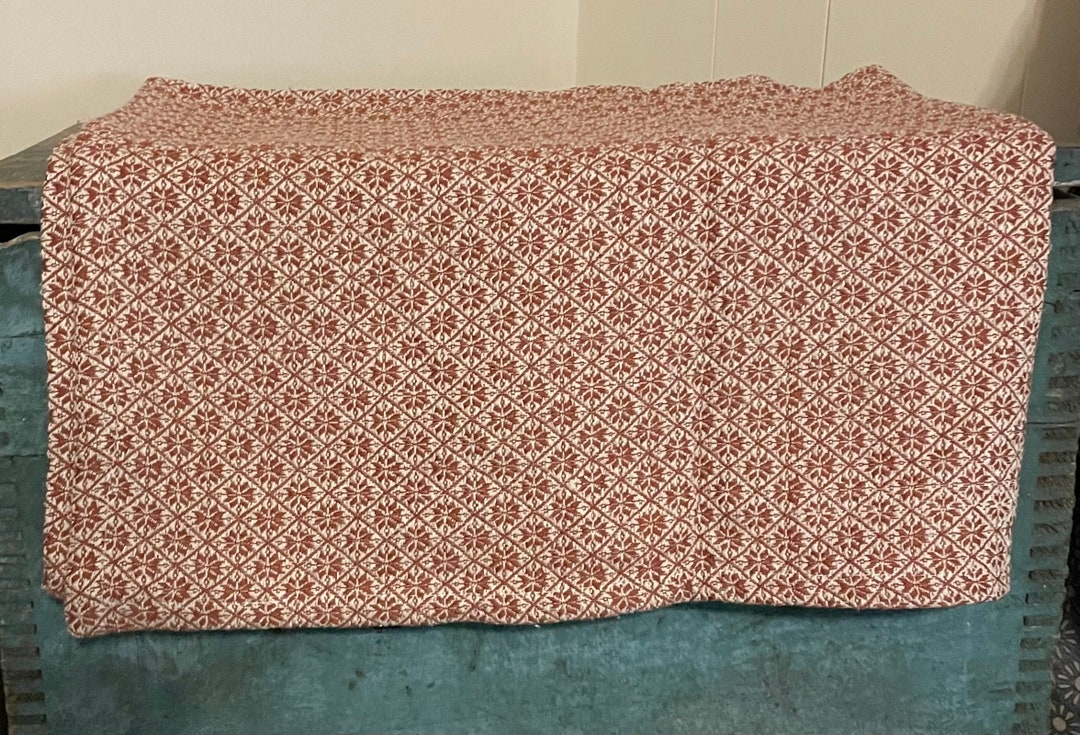 Primitive Coverlet 52 Inch Table Square Vintage Red/tan - Etsy