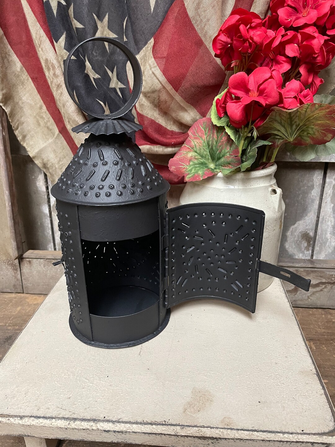 Paul Revere 10 Inch Punch Tin Lantern Primitive Americana Rustic 10x4 ...