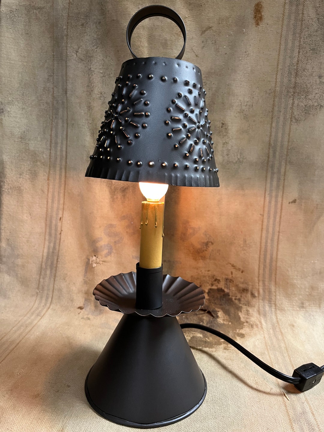 Primitive Punch Tin Colonial Accent Light Electric 14x6 Tin - Etsy