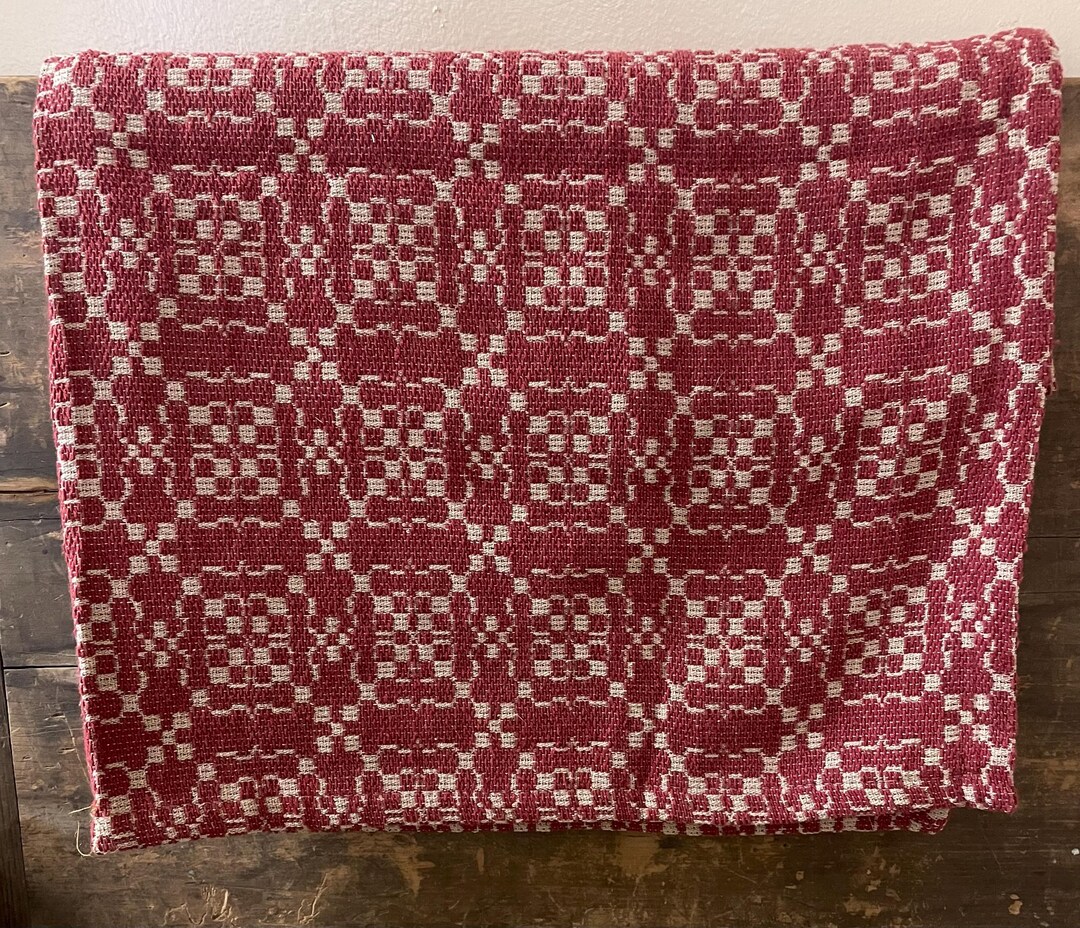 Primitive Coverlet 34 Inch Table Square Red/tan - Etsy