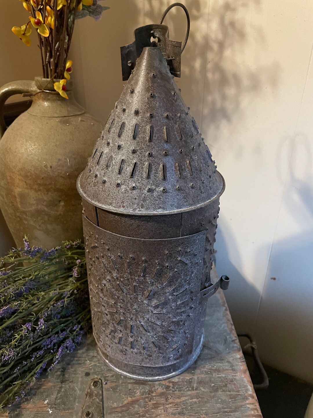 Punch Tin Primitive Lantern 15 Inches Brown - Etsy