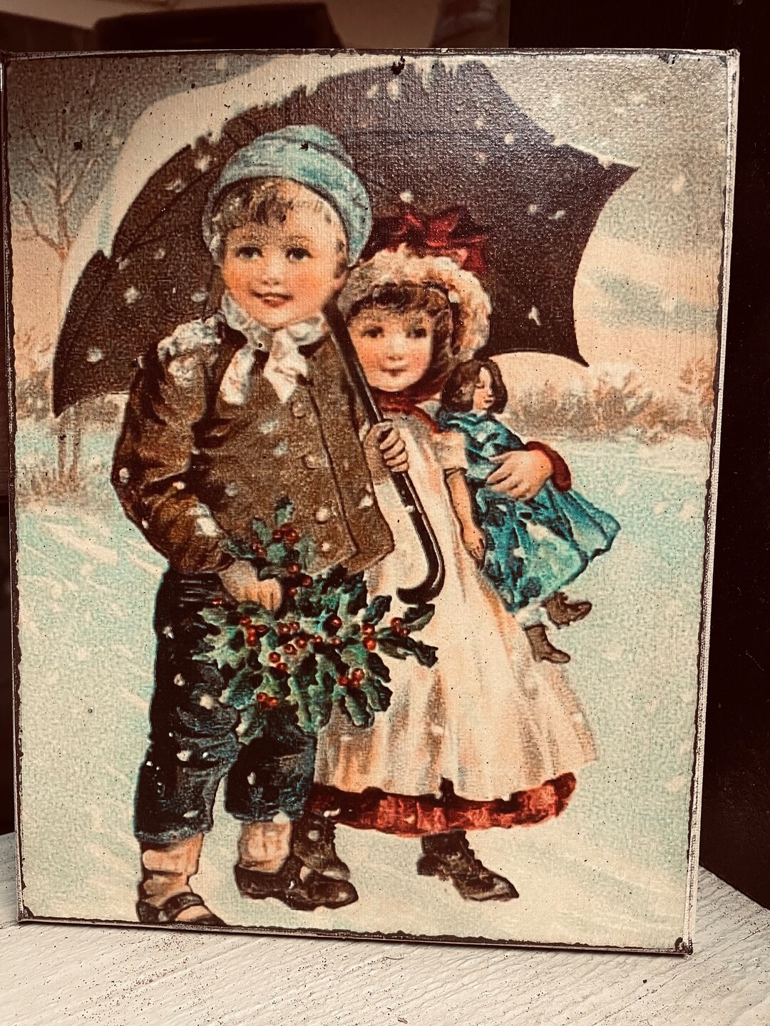 Primitive Winter Christmas Grungy Decorative Canvas Print 8x10 - Etsy