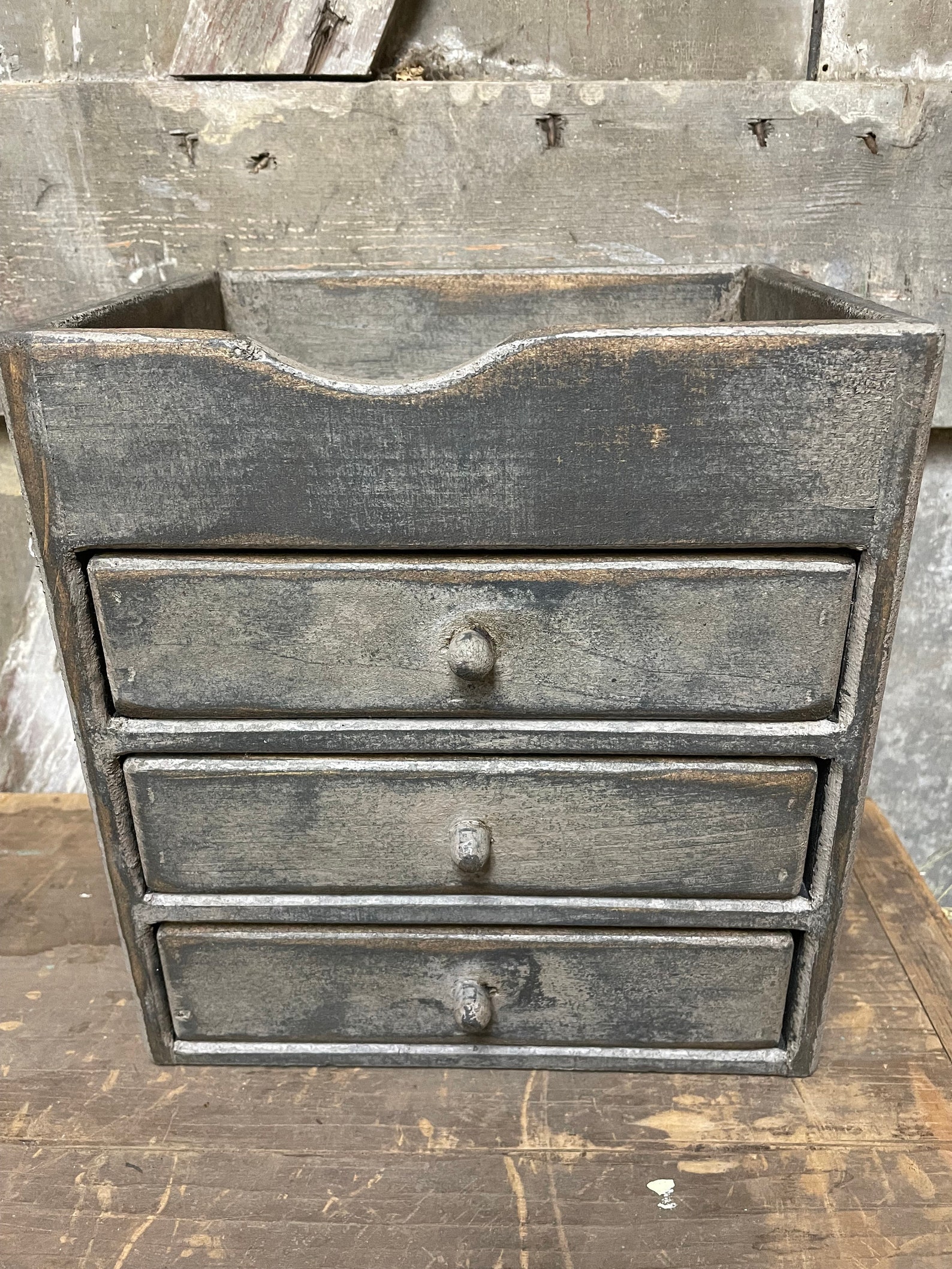 Primitive Wooden 11x10x8 Three Drawer Cubby Cobblestone - Etsy