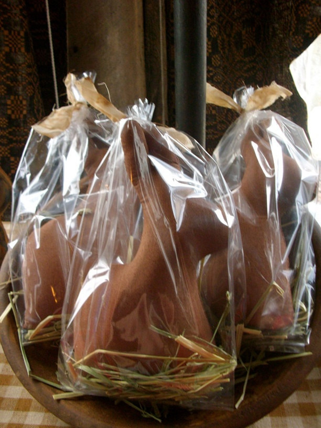 3 Primitive Chocolate Bunny Bowl Fillers - Etsy