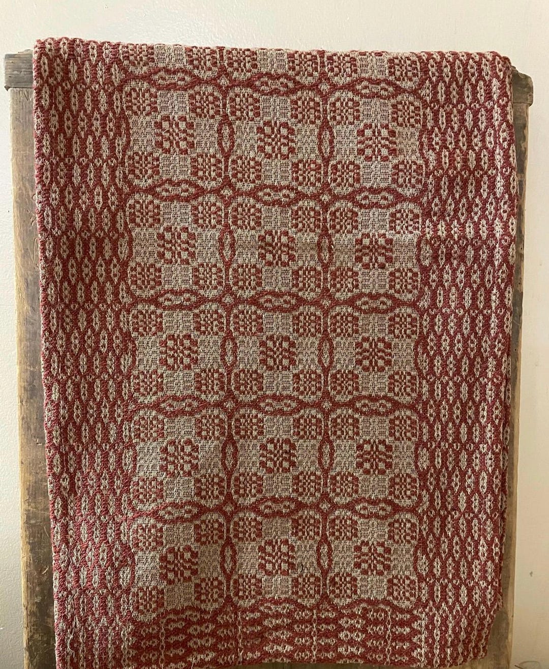 Primitive Coverlet 34 Inch Table Square Red/tan - Etsy