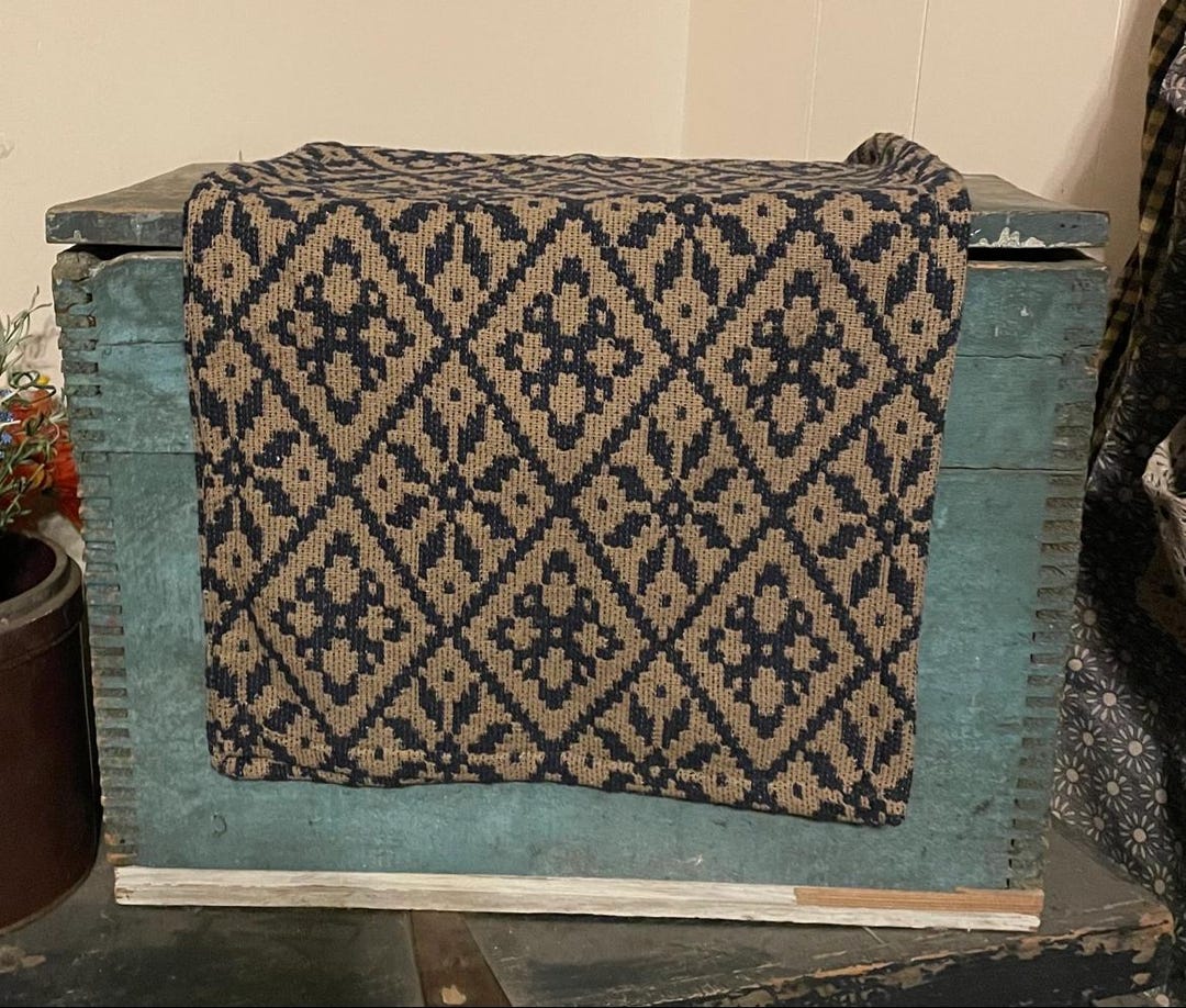 Primitive Coverlet 52x74 Inch Throw Black/tan - Etsy