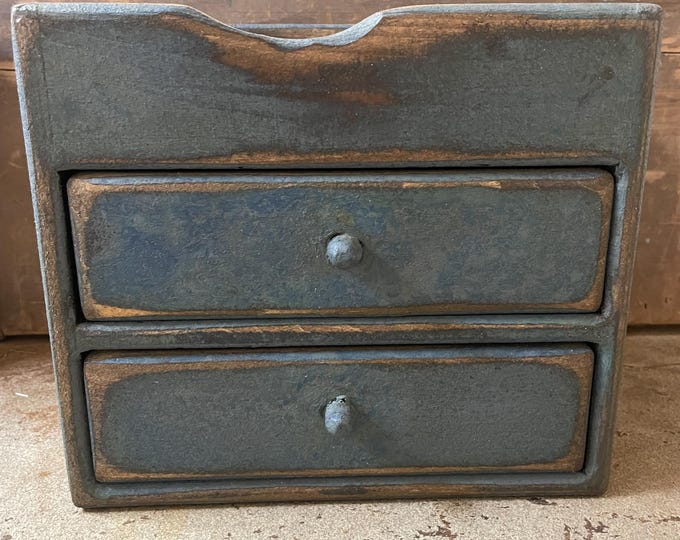 Primitive Wooden Two Drawer Cubby 10x9x8 Country Blue - Etsy