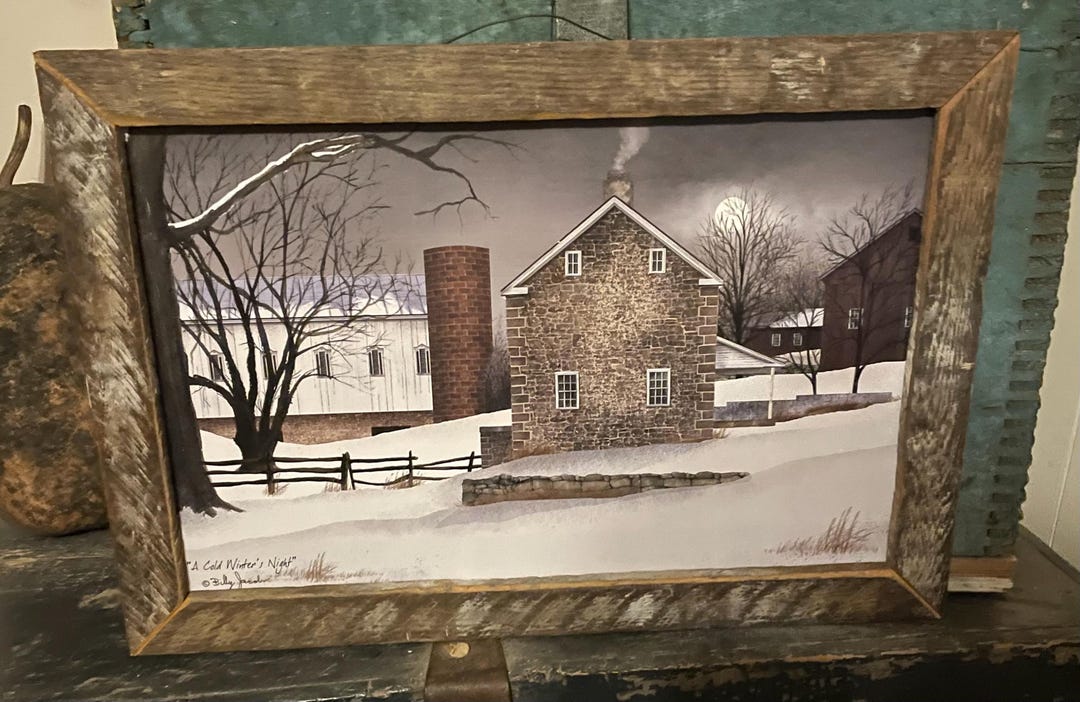 Primitive Framed Billy Jacobs A Cold Winter’s Night 12x18 Lathe - Etsy