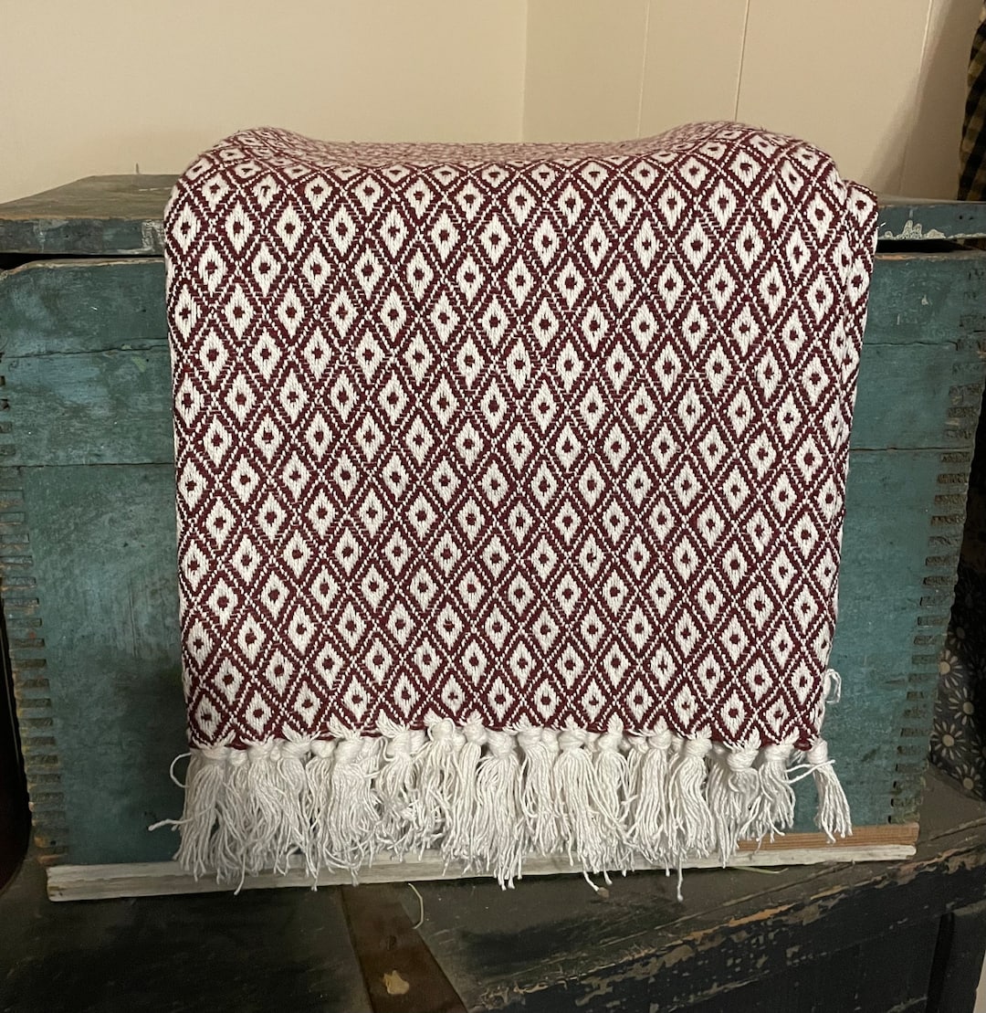 Primitive Coverlet 60 X 50 Inch Throw Red and Cream - Etsy