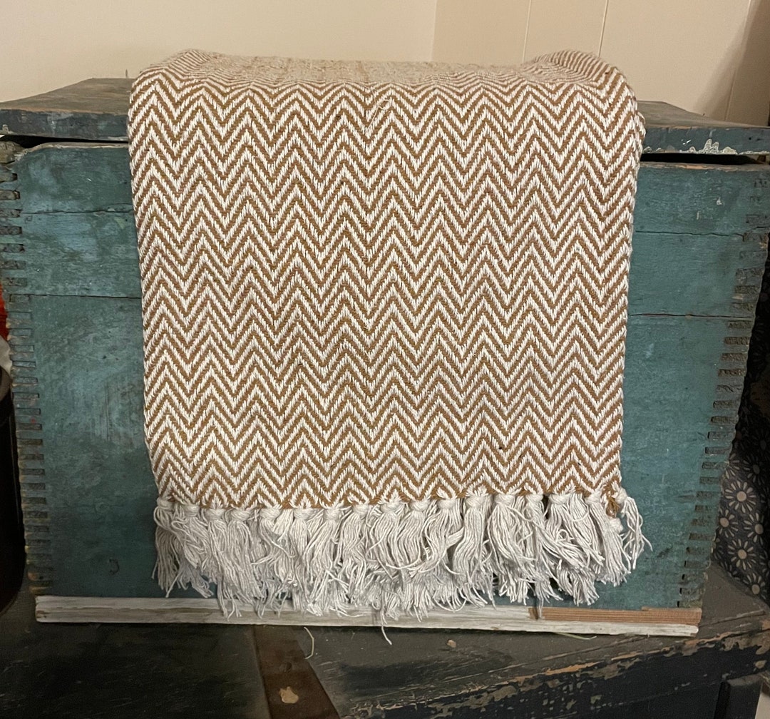 Primitive Coverlet 60 X 50 Inch Throw Tan and Cream - Etsy