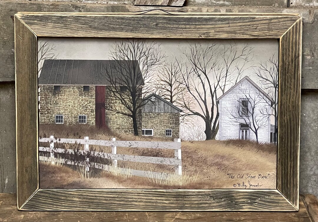 Primitive Framed Billy Jacobs the Old Stone Barn 12x18 Lathe - Etsy