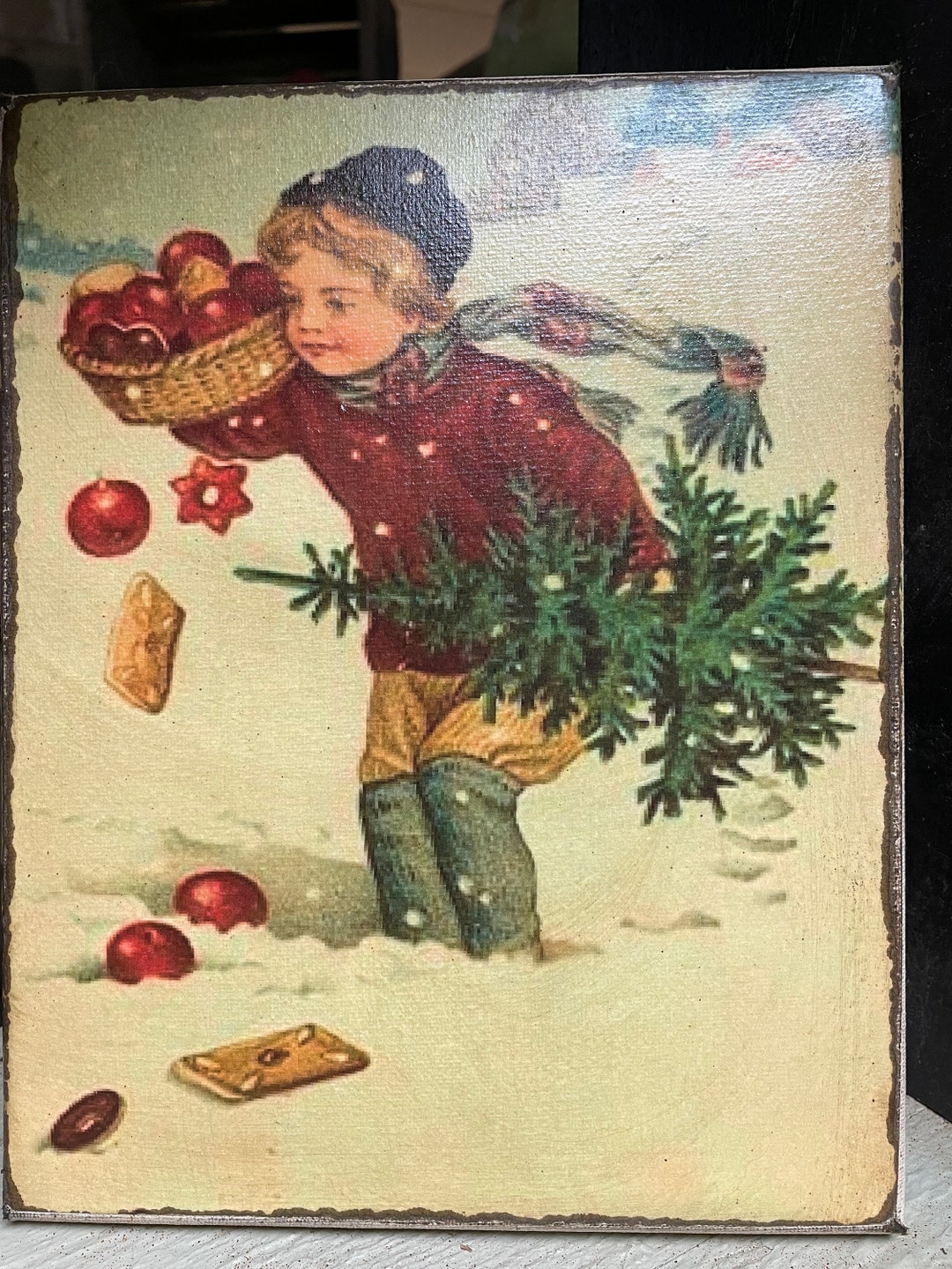 Primitive Grungy Christmas Decorative Canvas Print 8x10 - Etsy