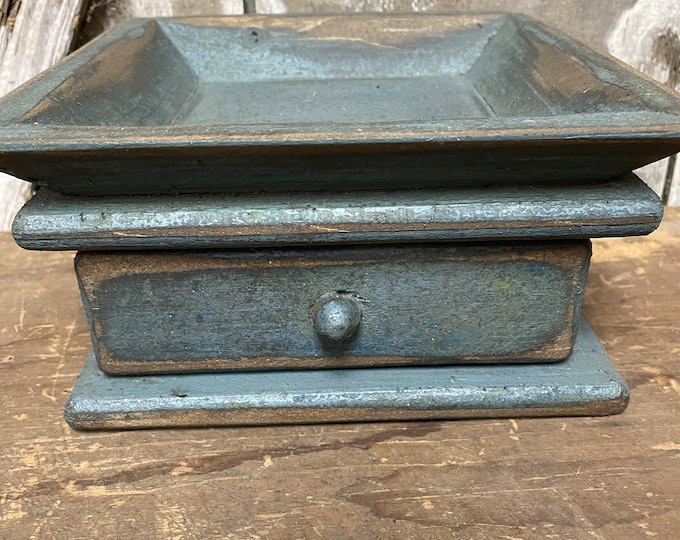 Primitive Wooden Tray With Drawer Country Blue 8x8x4 - Etsy