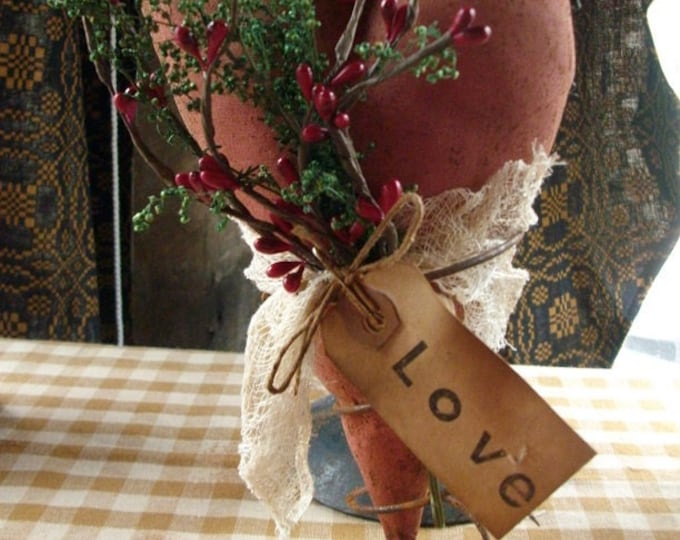Primitive Valentines Heart on Old Rusty Spring Sweet Annie Red 10x5 - Etsy