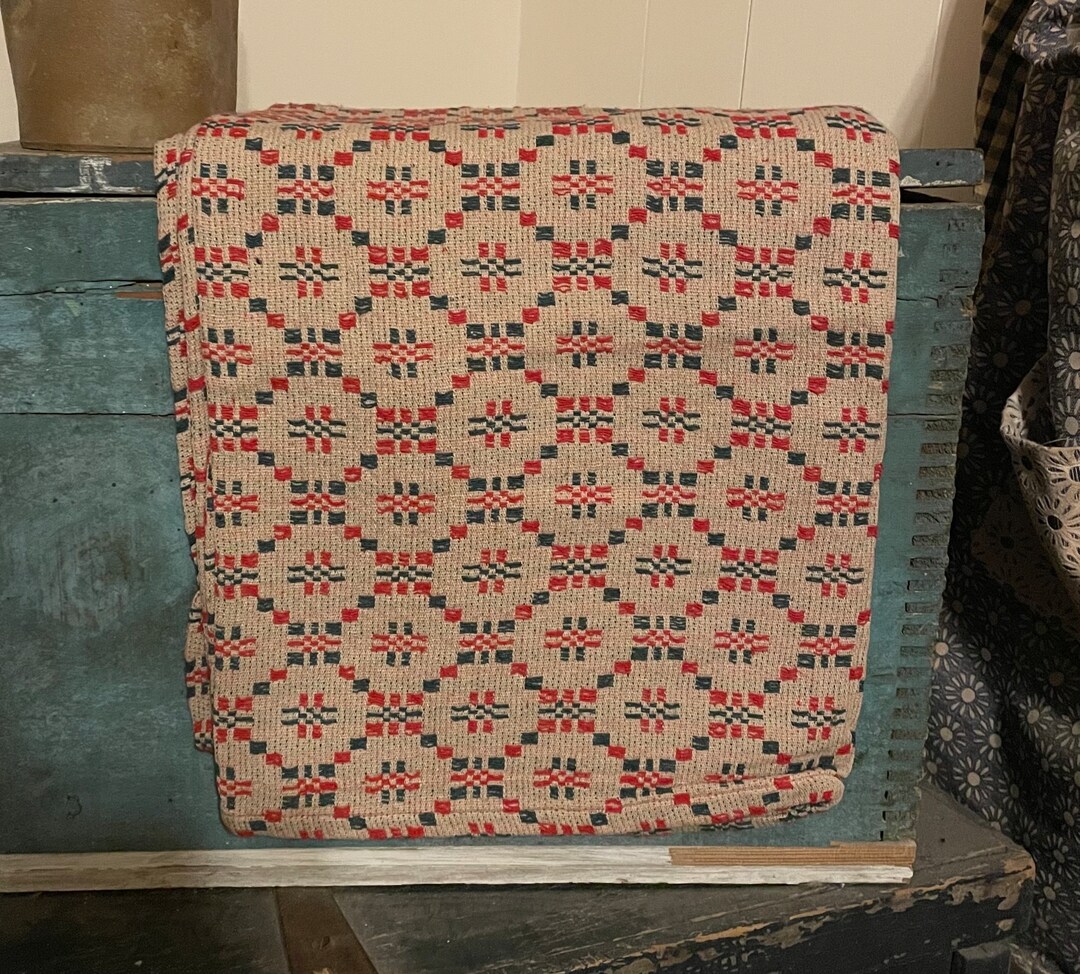 Primitive Christmas Coverlet 52x74 Inch Throw Red Green and Tan - Etsy