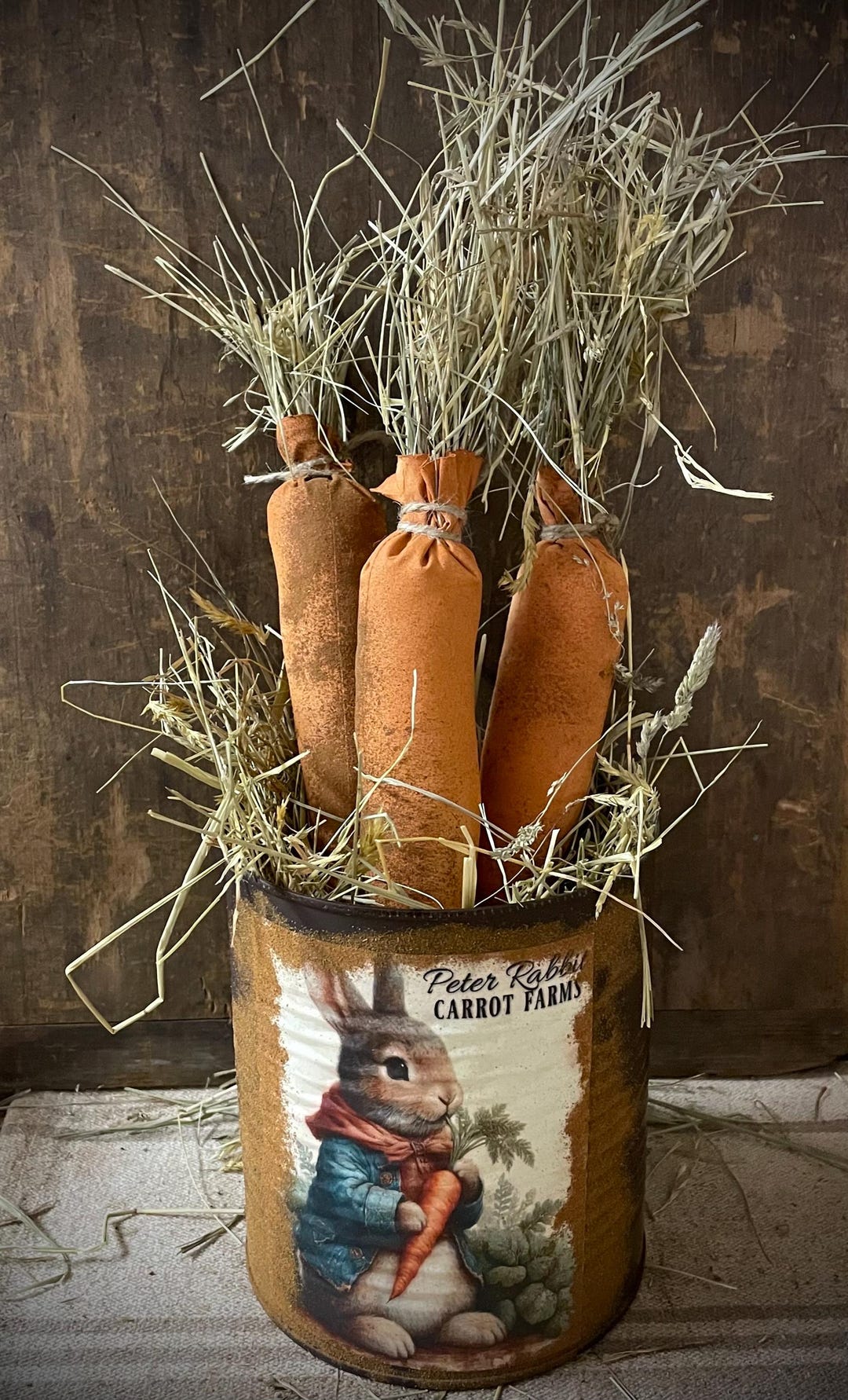 Primitive Easter Spring Carrots in Can Sitter 16x6 - Etsy