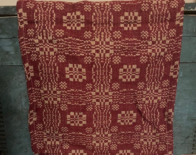 Primitive Coverlet 34 Inch Table Square Red/tan - Etsy