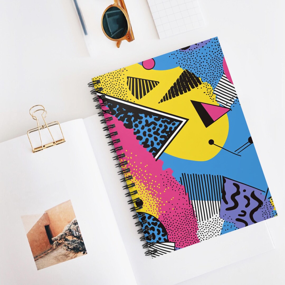 90s Retro Spiral Notebook | Memphis Style Journal | Colorful Aesthetic ...